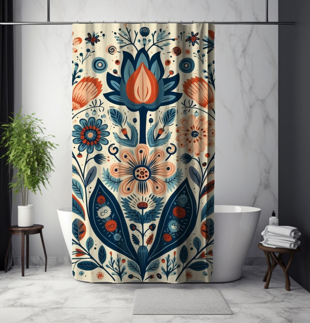 Scandinavian Folk Art Shower Curtain - Nordic Design for a Refreshing ...