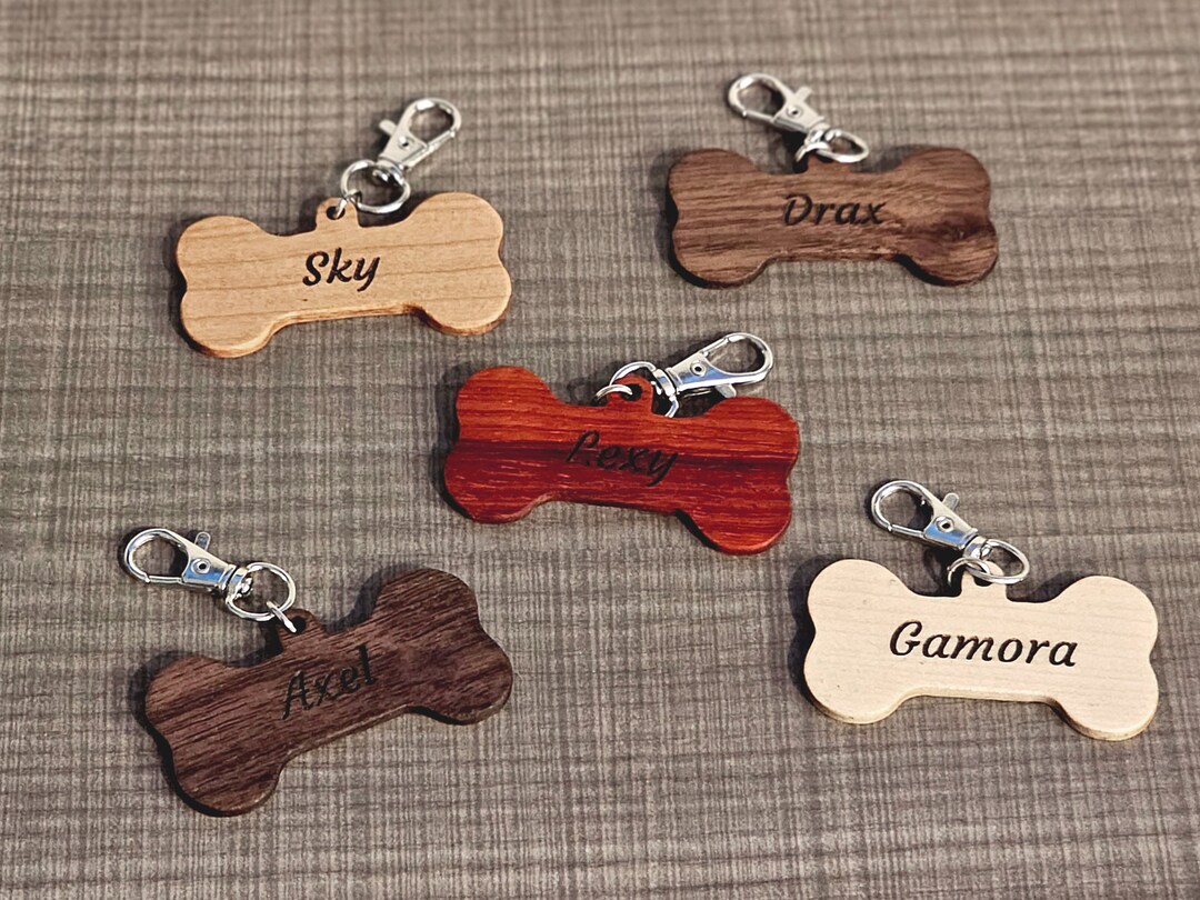 Personalized Dog Name Tags Custom Engraved Hardwood Tags - Etsy
