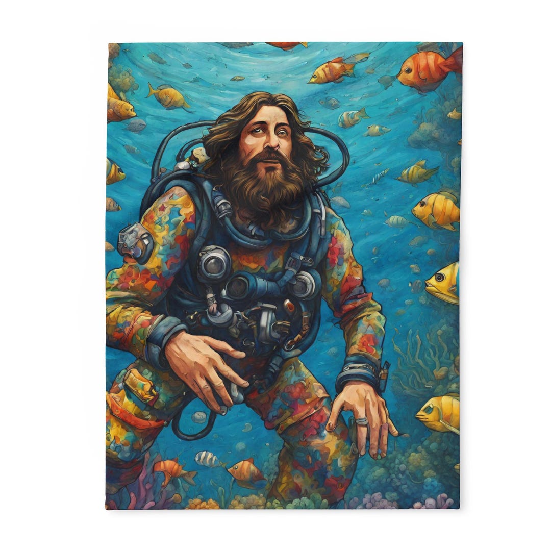 Scuba Diving Jesus Fun Jesus Art Arctic Fleece Blanket - Etsy