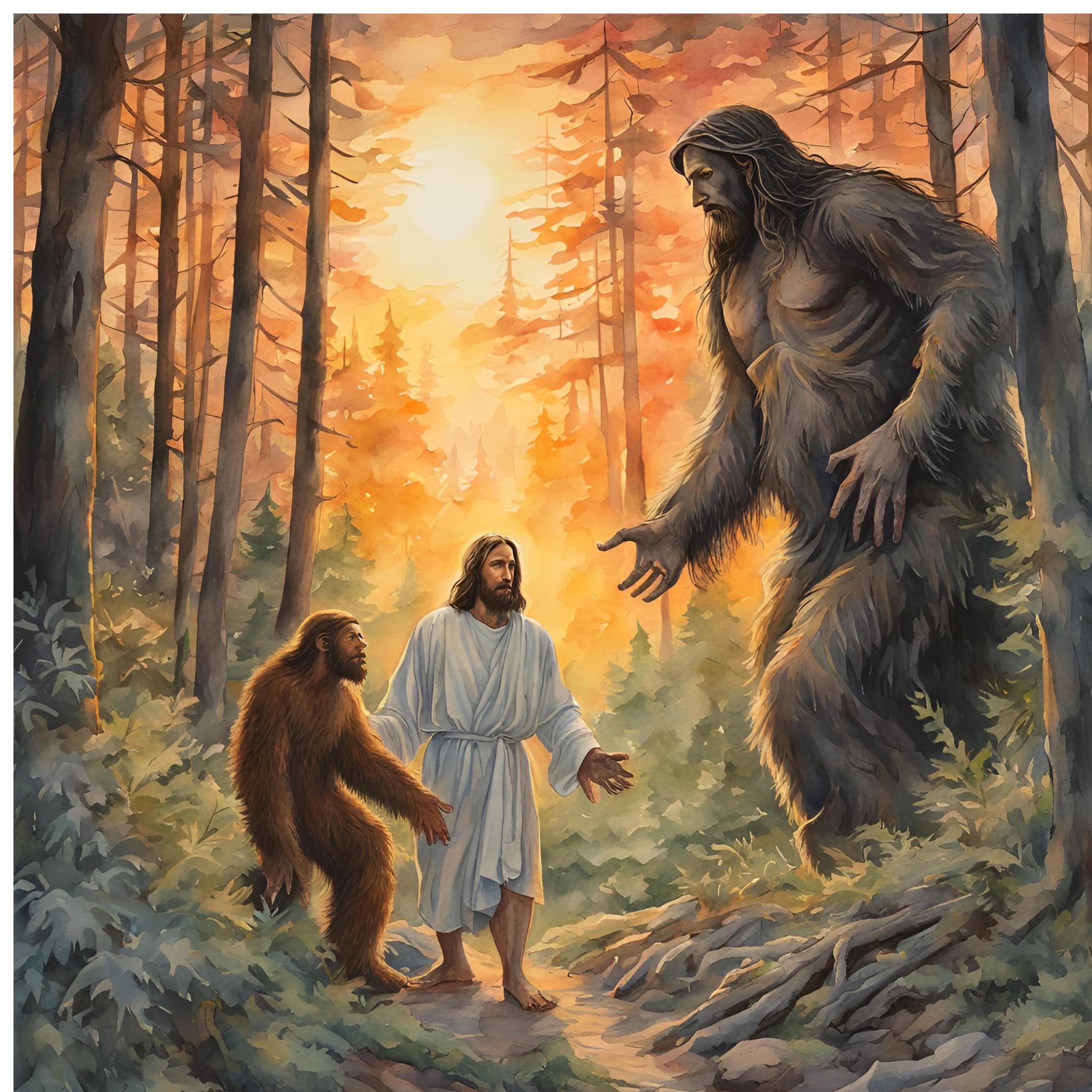 Unique Digital Download Jesus With Bigfoot and Loch Ness Monster Art ...