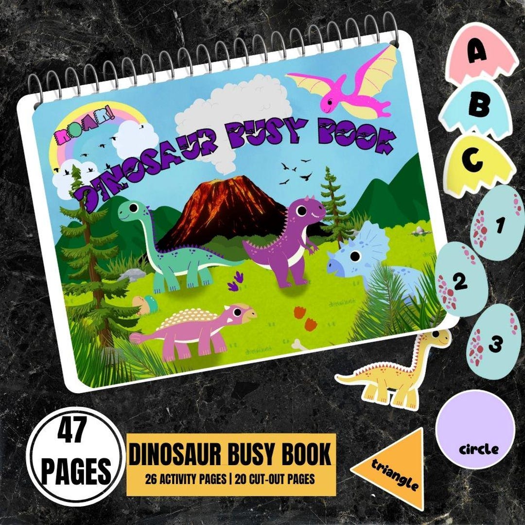 Colorful Girl Dinosaur Busy Book Printable Montessori Inspired Activity ...