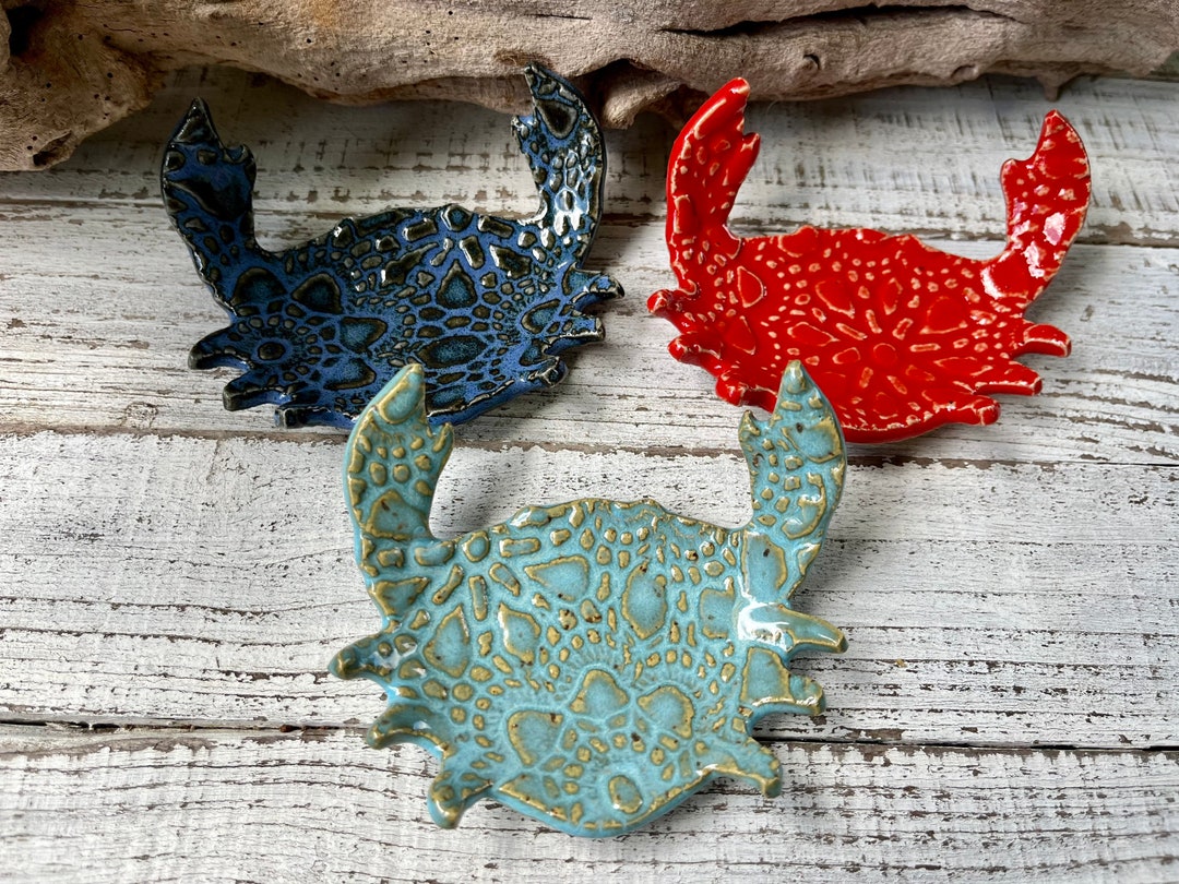 Ceramic Crab- Coffee Spoon Rest- Tea Bag Rest- Candle Holder- Ring Dish ...