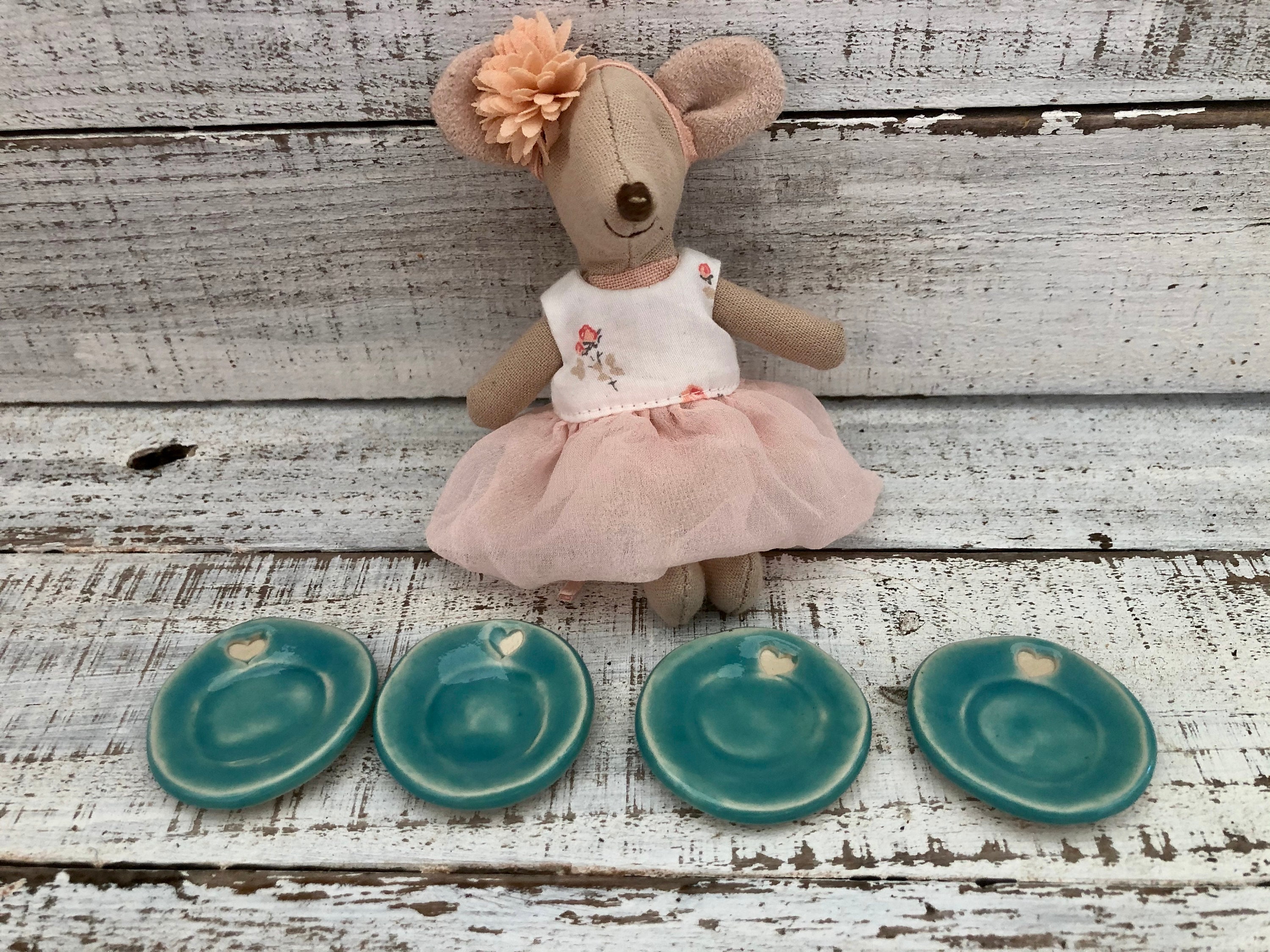 Ceramic dollhouse plates miniature mini place setting | Etsy