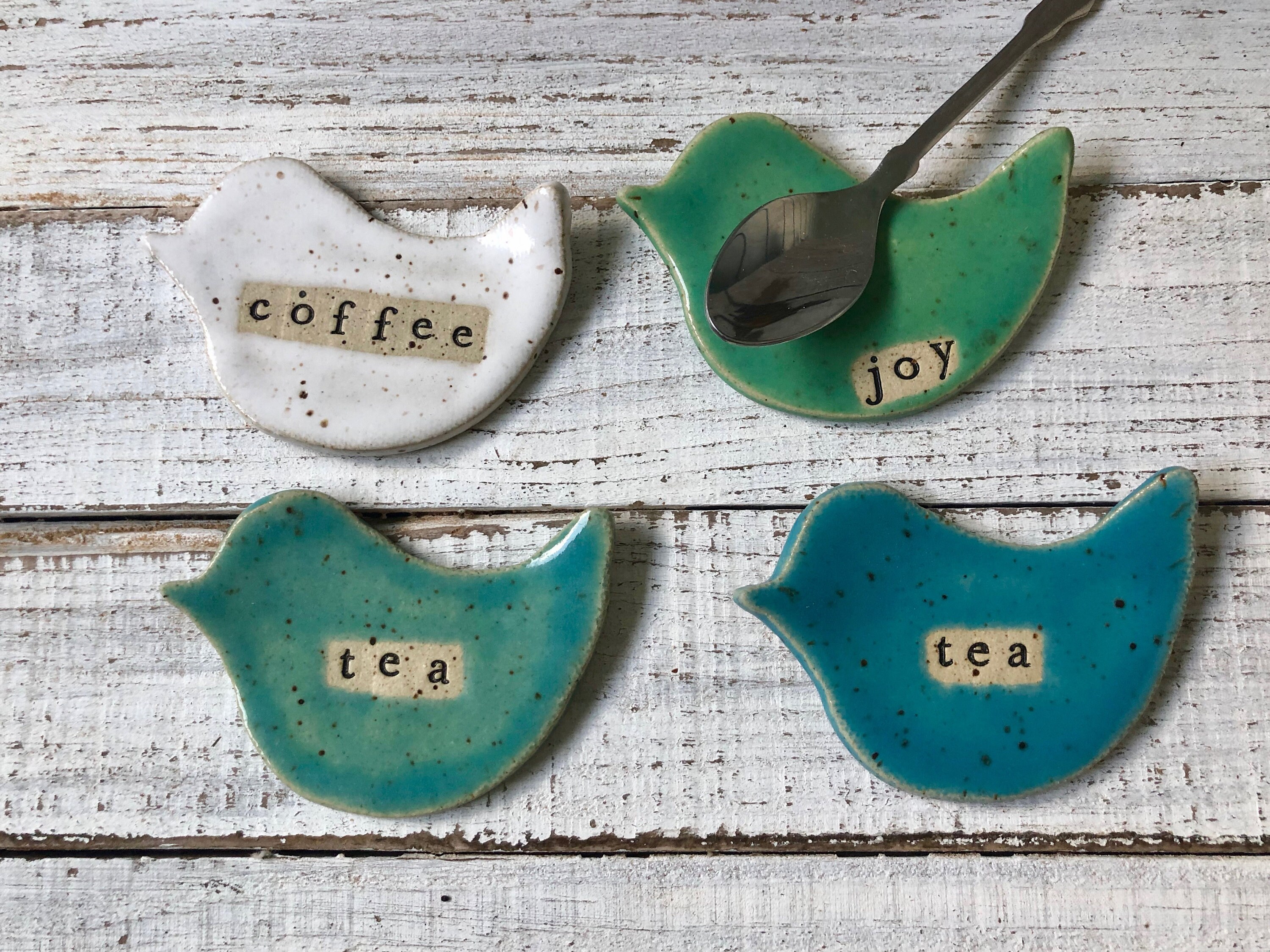 Stamped Ceramic Bird Coffee Spoon Rest Tea Bag Rest - Etsy