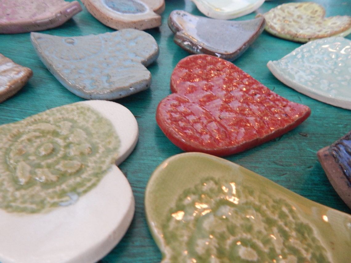 Dozen - Assorted Ceramic Hearts - Wedding Favors - Shower Favors ...