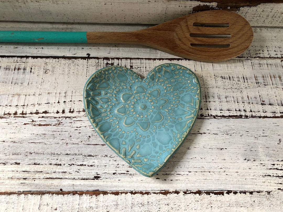 Heart Spoon Rest -ceramic Dish -candle- Jewelry- Soap- Coffee- Utensil ...