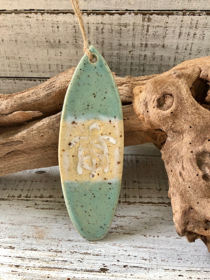 Ceramic Surfboard Ornament Wall Hanging Holiday - Etsy