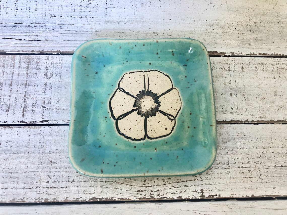 Ceramic Hibiscus Dish -tapas- Dessert- Jewelry -pottery- Food Prep ...