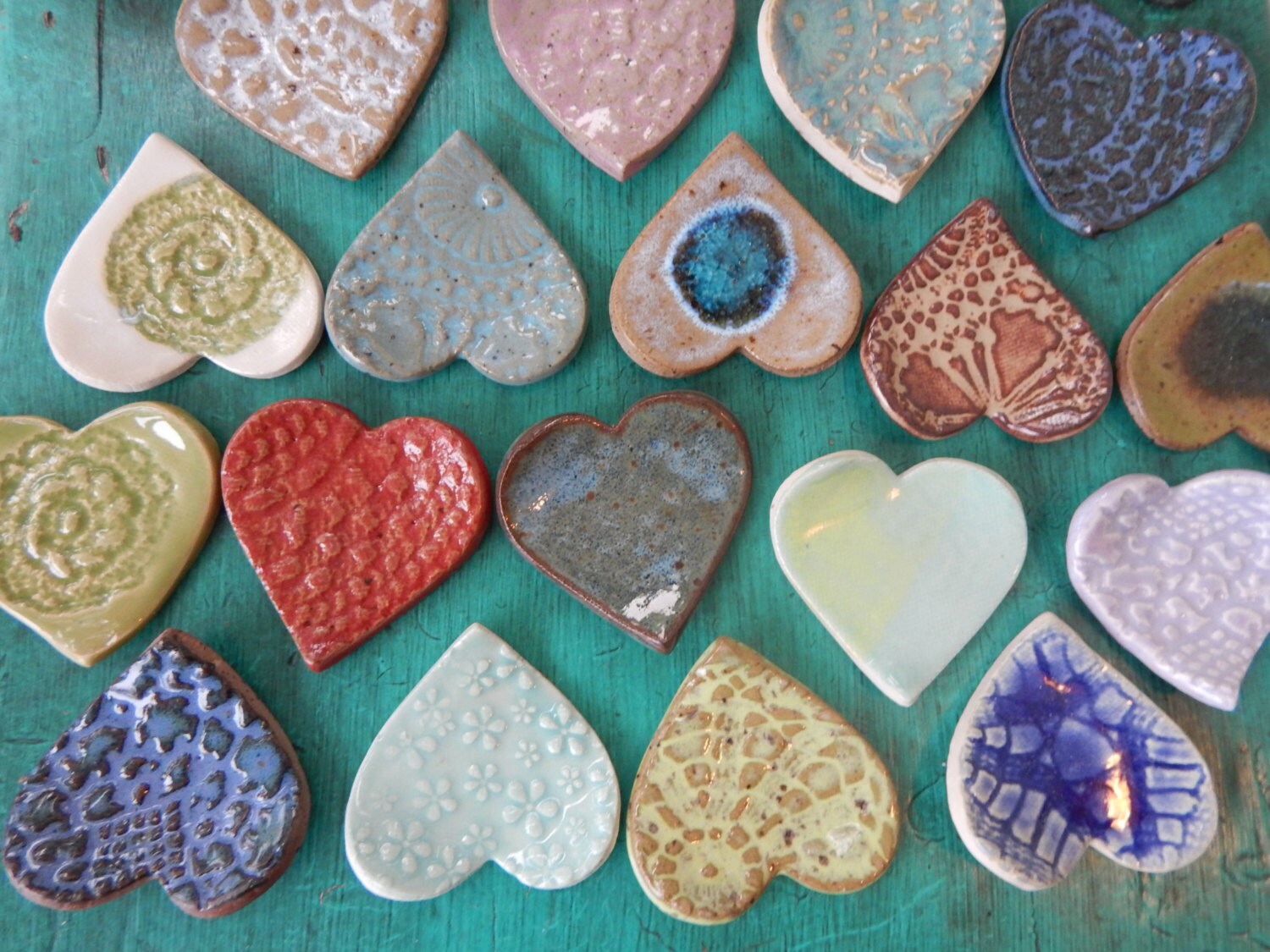 Dozen - Assorted Ceramic Hearts - Wedding Favors - Shower Favors ...