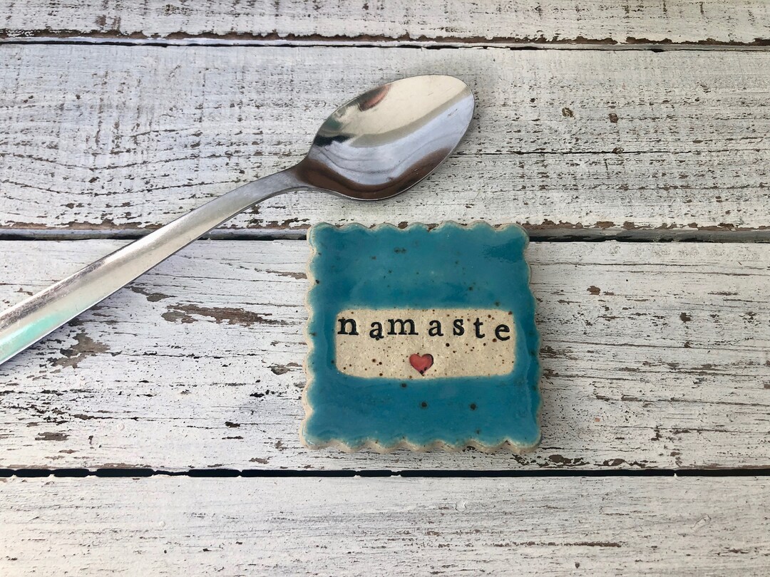 Namaste Coffee Ceramic Spoon Rest -trinket Dish- Gift- Hostess- Pottery ...