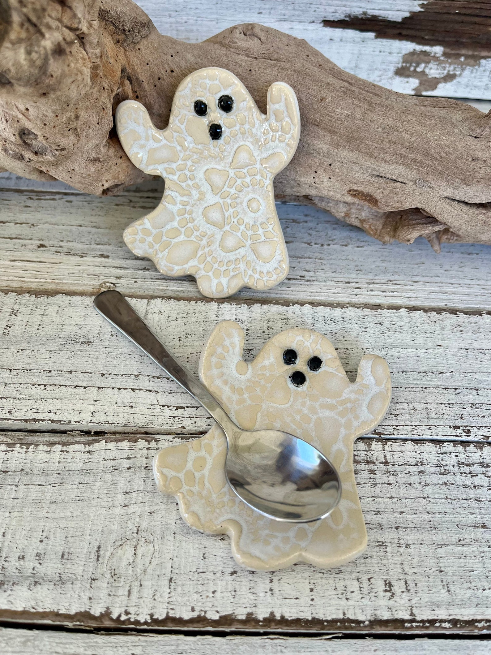 Made to Order Ceramic Lace Ghost-coffee Spoon Rest- Tea Bag Rest ...