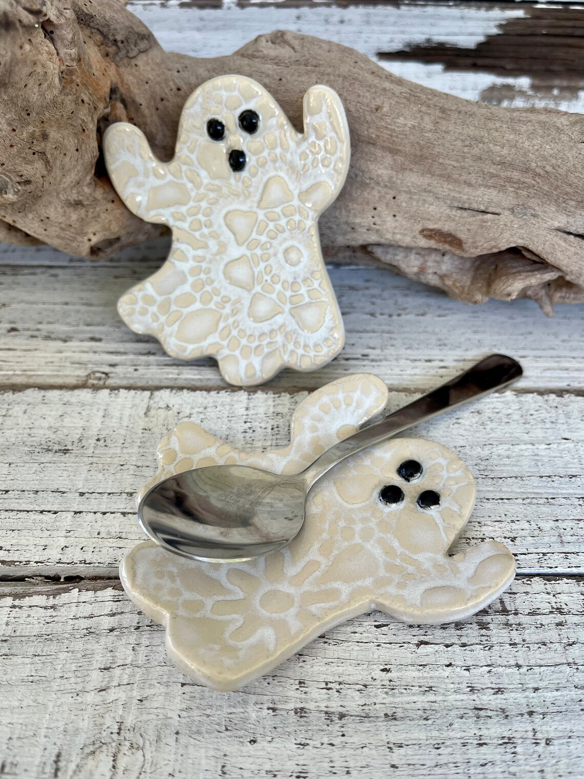 Made to Order Ceramic Lace Ghost-coffee Spoon Rest- Tea Bag Rest ...