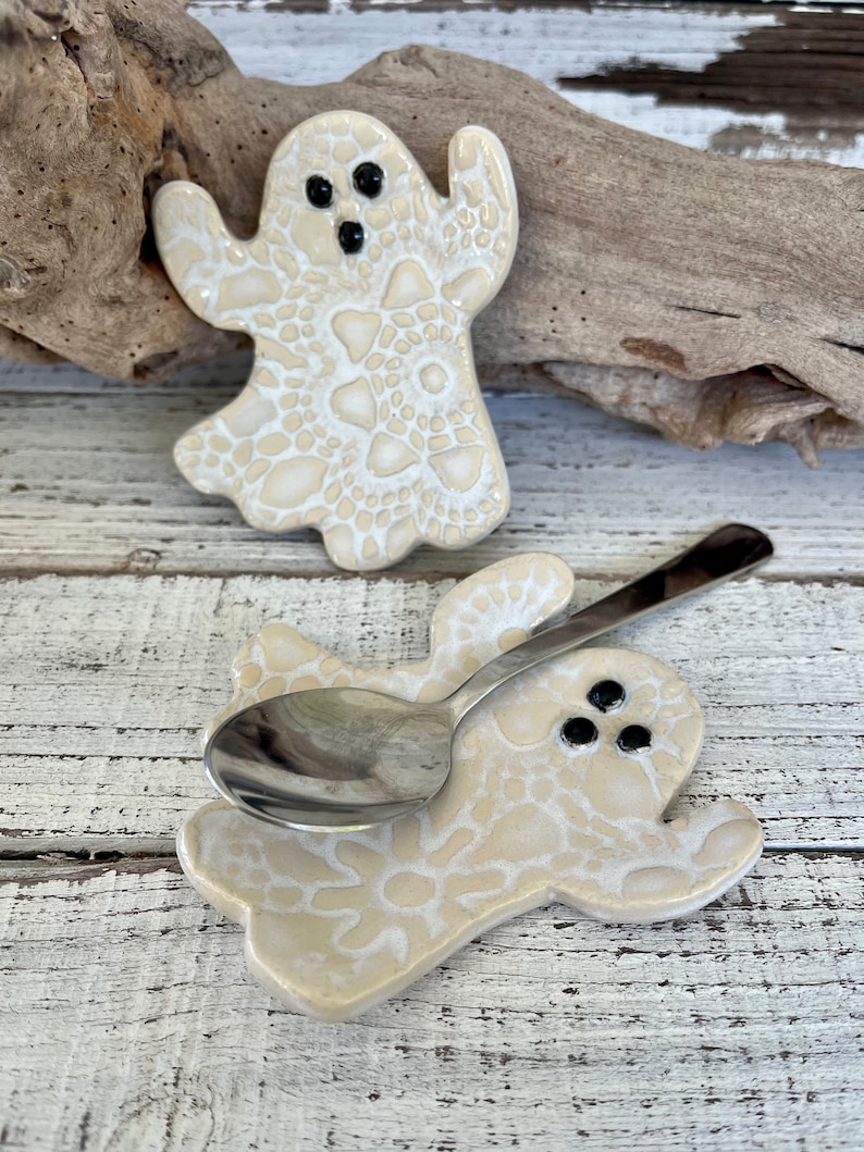 Made to Order Ceramic Lace Ghost-coffee Spoon Rest- Tea Bag Rest ...