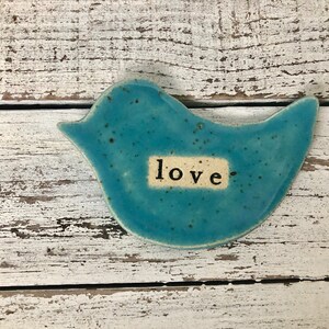 Stamped Ceramic Bird- Coffee Spoon Rest - Tea Bag Rest - Trinket Dish ...