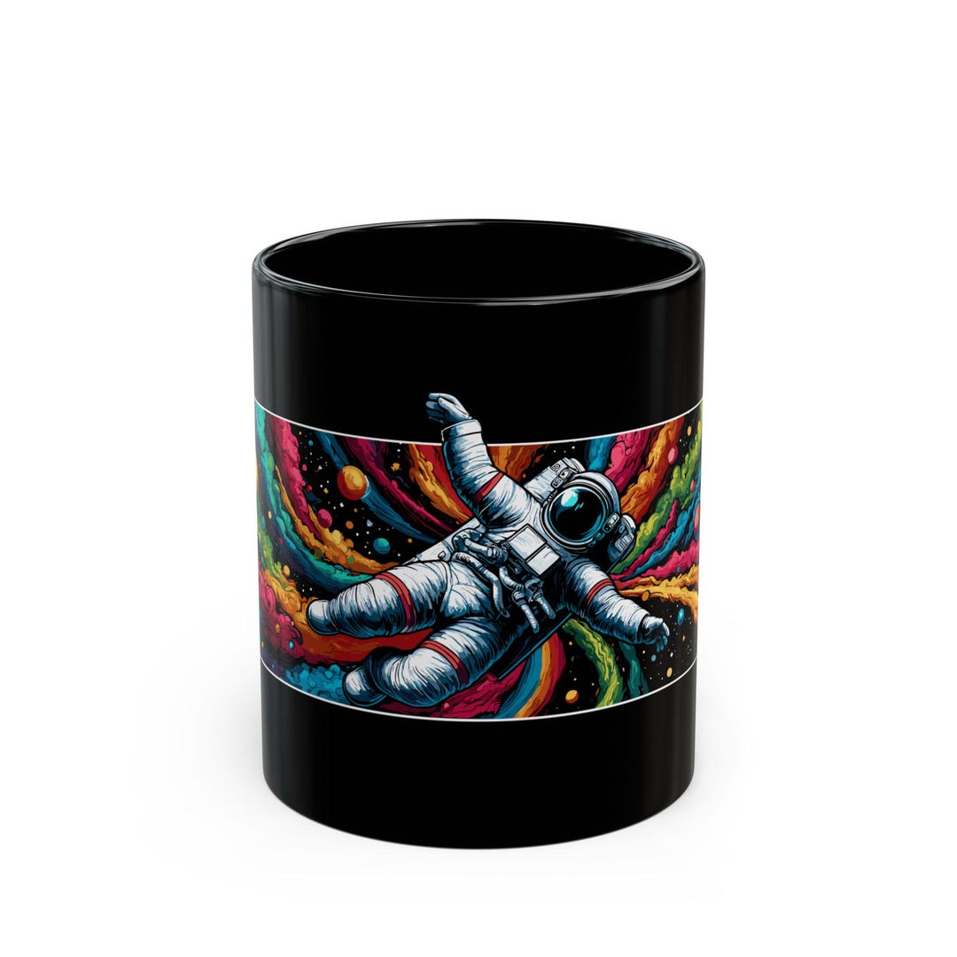 Lost in the Galazy, Astronaut Floating Space Mug | Black Ceramic Mug - Etsy