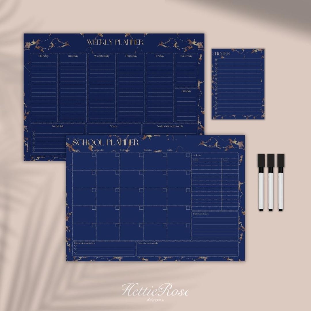 Magnetic Planner Bundle Blue & Gold Border Design Magnetic Planners ...
