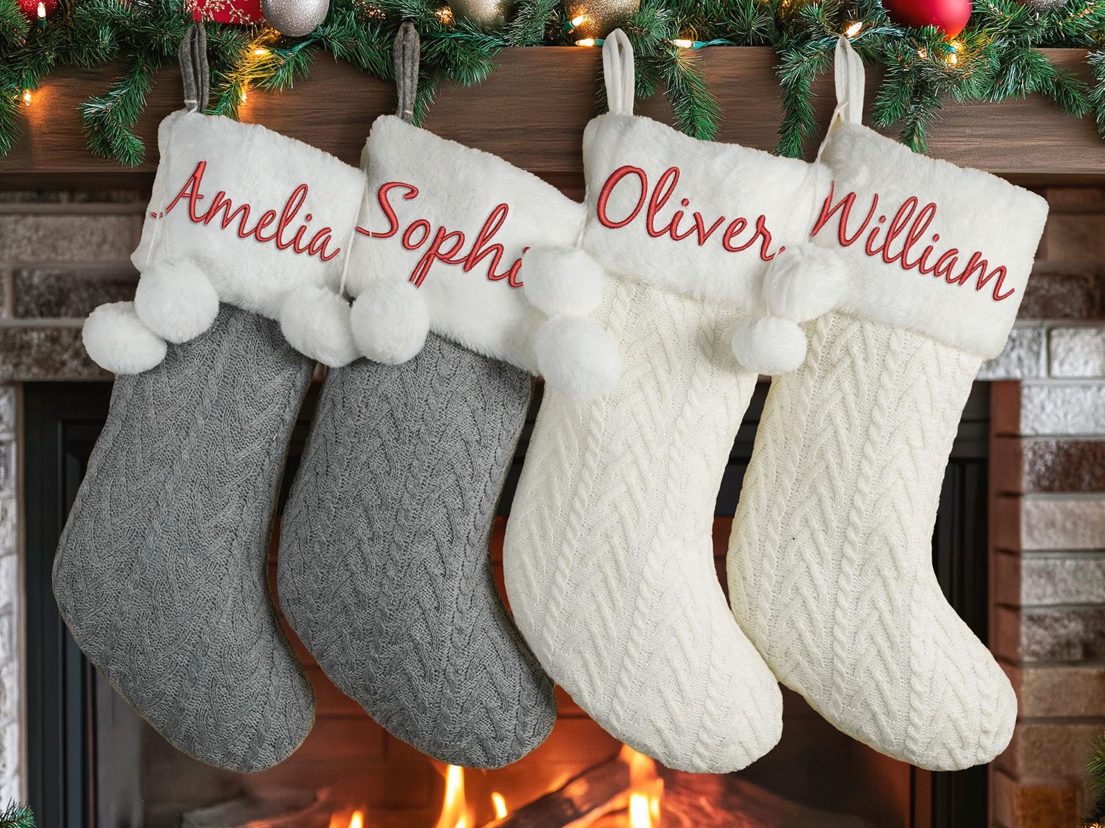 Custom Knitted Stockings, Personalized Plush Christmas Stocking, 2024 ...