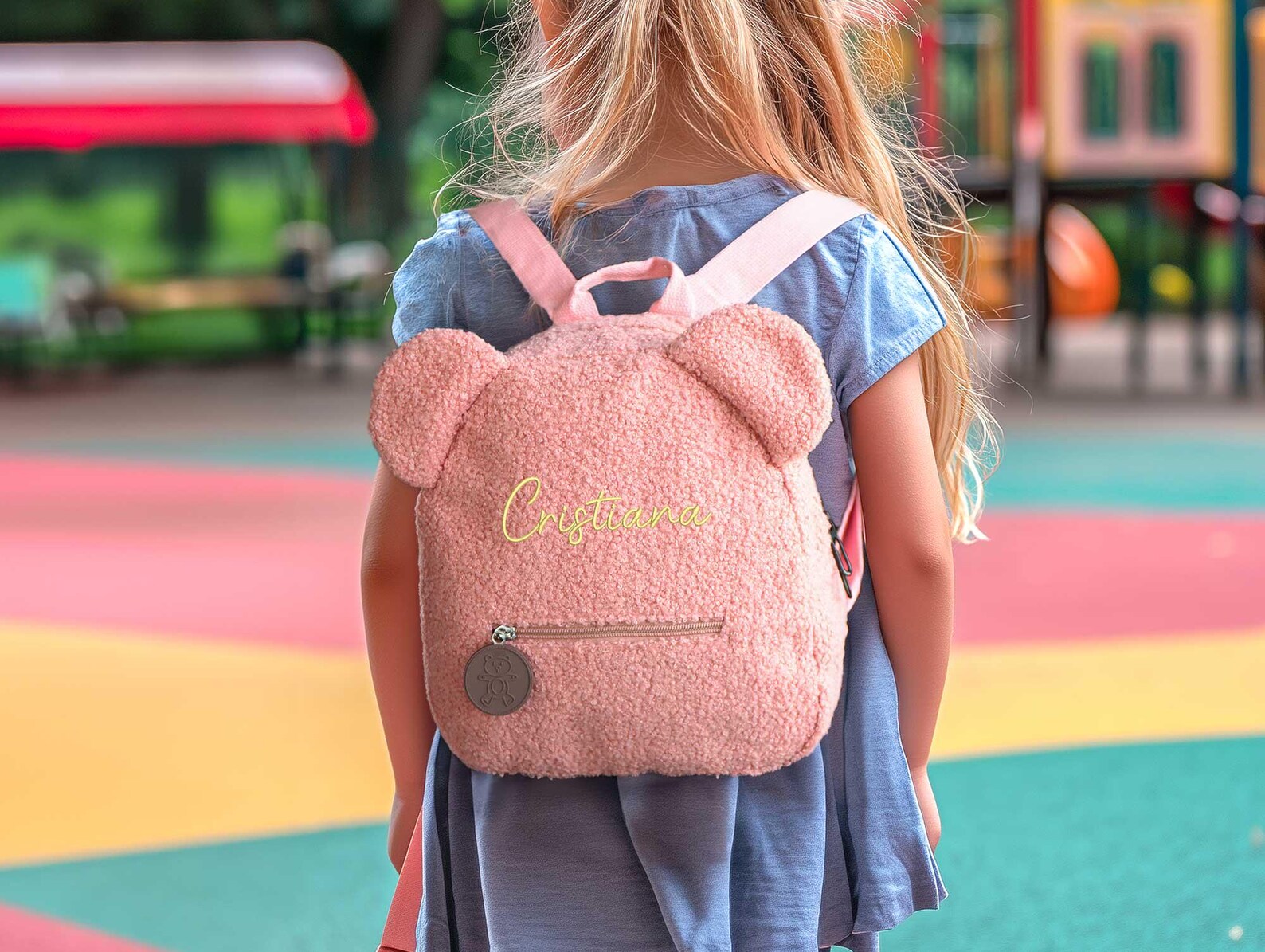 Embroidery Teddy Bear Toddler Backpack, Kindergarten Fluffy Teddy ...
