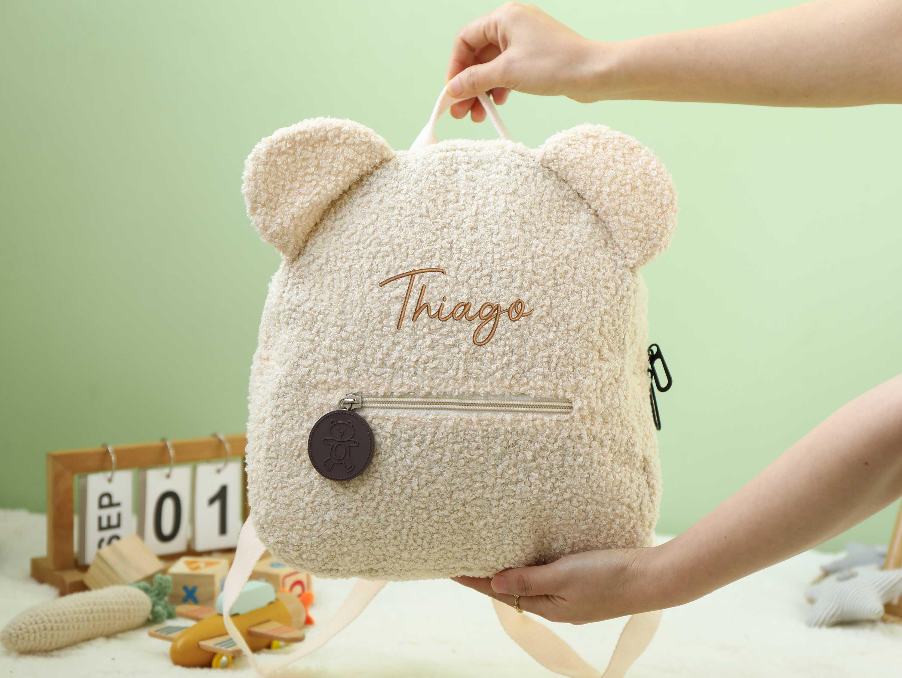 Embroidery Teddy Bear Toddler Backpack, Kindergarten Fluffy Teddy ...