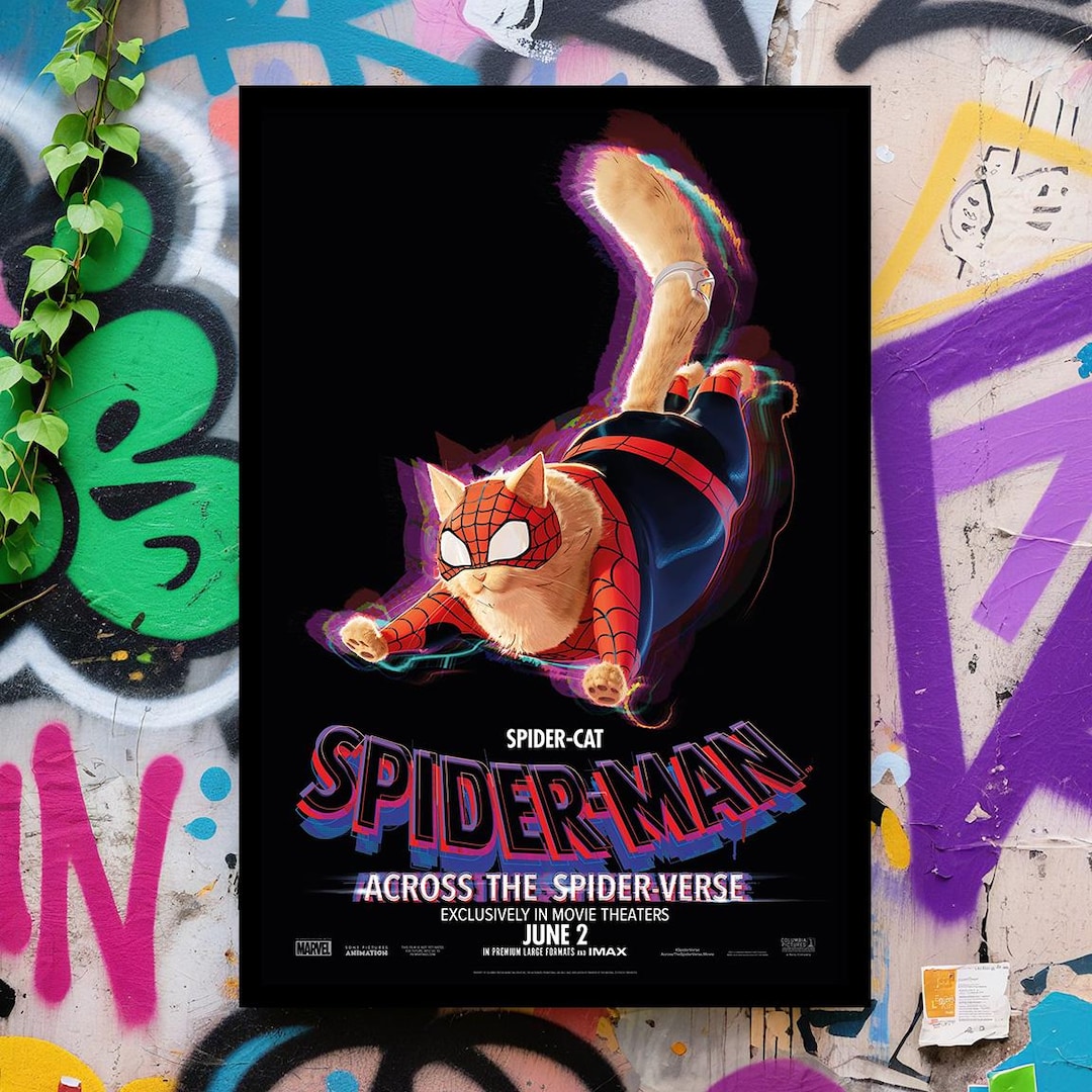 Spider Cat Spider Verse Movie Poster, Wall Art, Classic Movie Posters ...