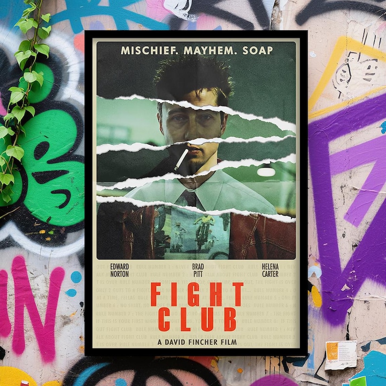 Fight Club Vintage Classic Movie Poster, Fight Club Movie Poster, Wall ...