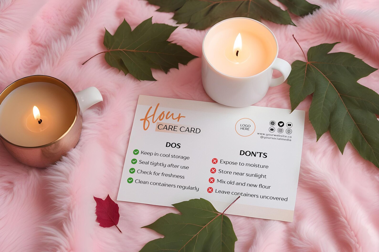 Flour Care Card Template, Editable Canva Templates, Printable Baking ...