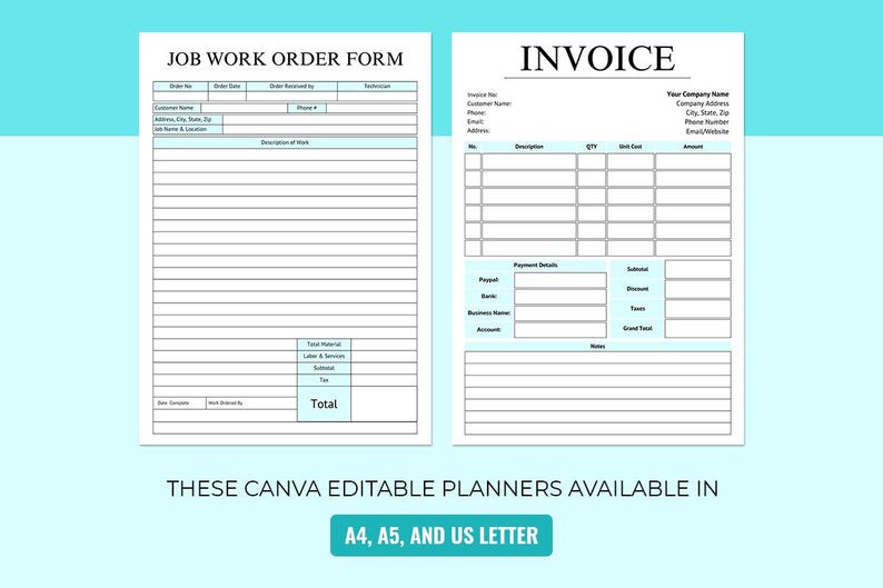 Printable Job Work Order Form, Business Job Work Order Easy and Simple ...