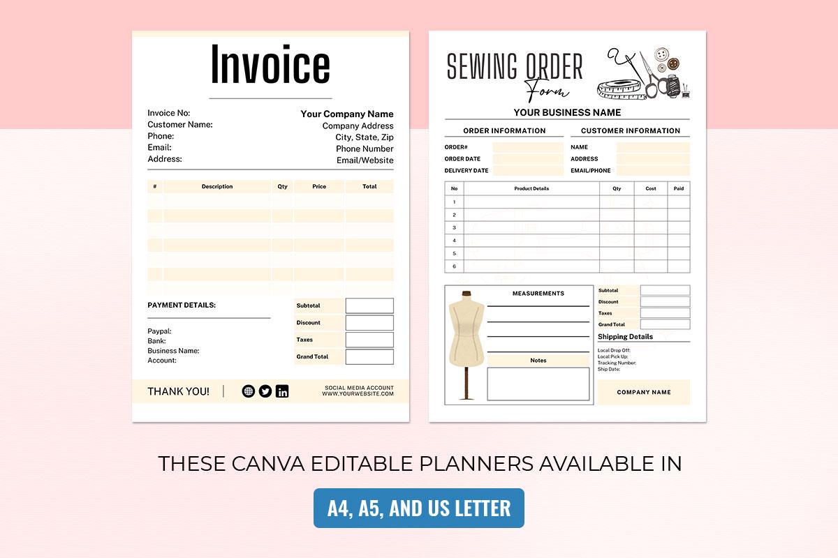 Sewing Order Form, Editable Canva Templates, Sewing Business Planner ...