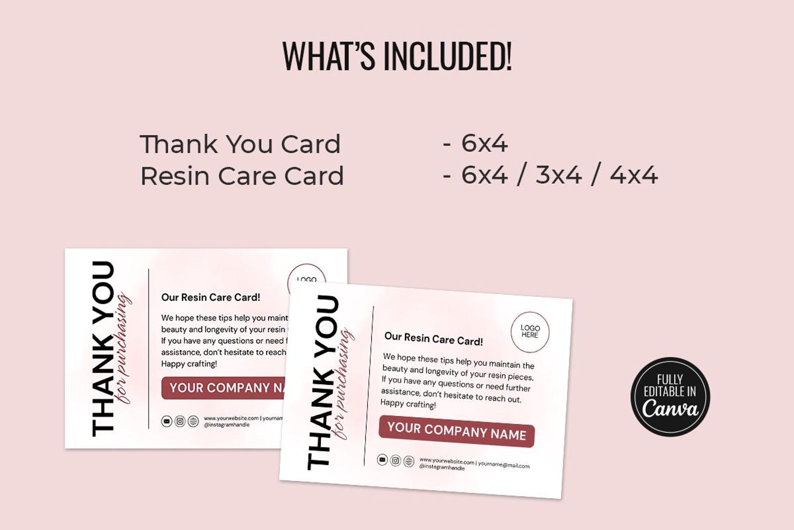 Printable Resin Jewelry Care Instructions Card Canva Template Printable ...