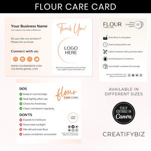 Flour Care Card Template, Editable Canva Templates, Printable Baking ...