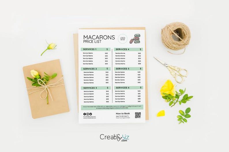 Macarons Price List Template, Minimalist Design (editable Canva) - Etsy