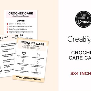 Printable Crochet Care Card Template, Small Business Thank You (digital ...