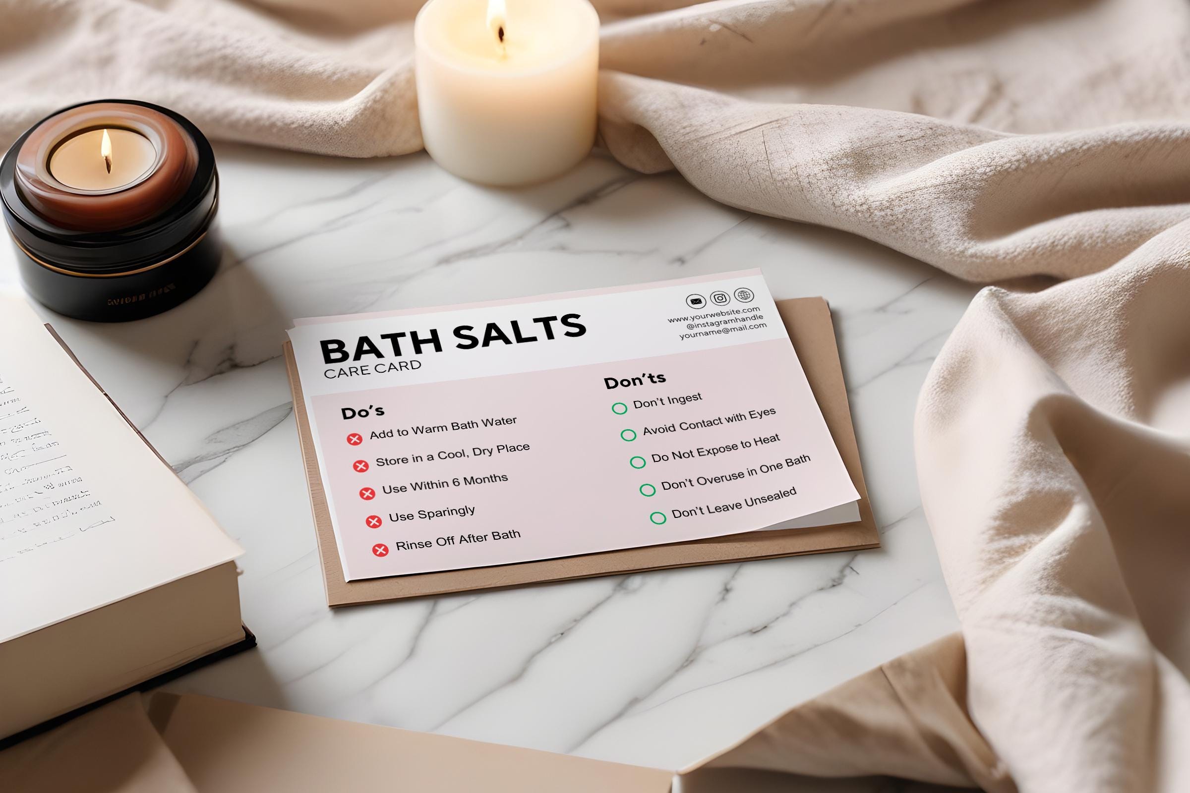 Bath Salts Care Card Template, Minimalist Thank You Card (canva ...