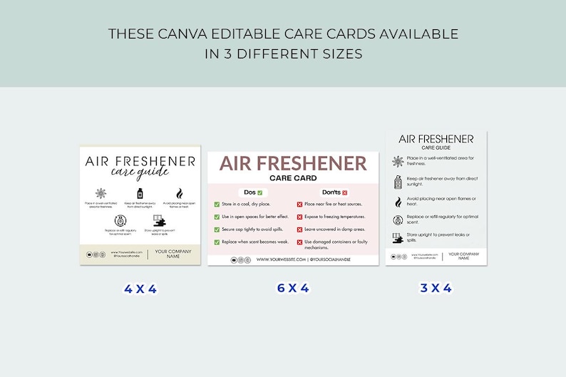 Air Freshener Care Card Template, Small Business Packaging (canva ...