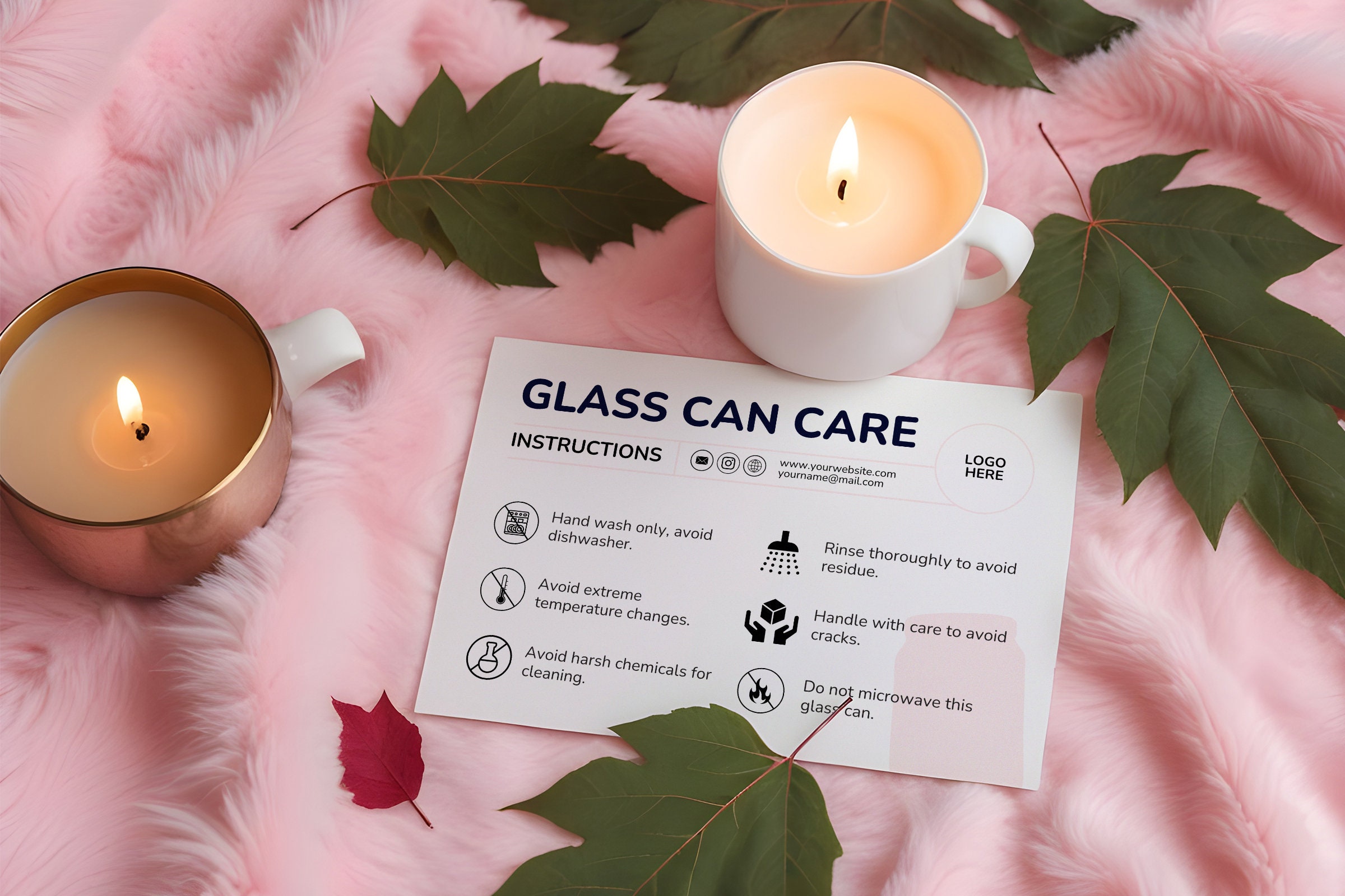 Glass Can Care Card, Editable Canva Templates, Printable Glass Can Cup ...