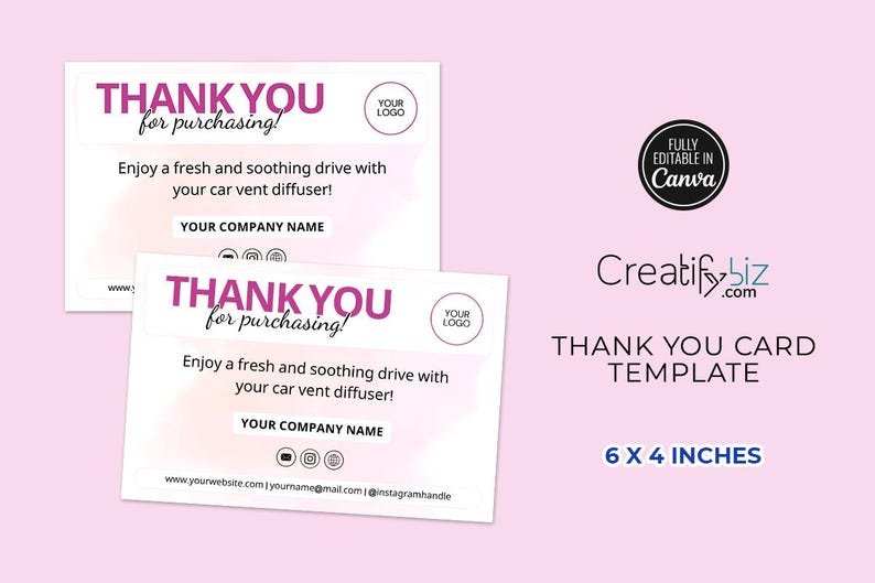 Car Vent Diffuser Guide Template, Essential Oil Care Card (canva) - Etsy