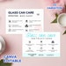 Glass Can Care Card, Editable Canva Templates, Printable Glass Can Cup ...