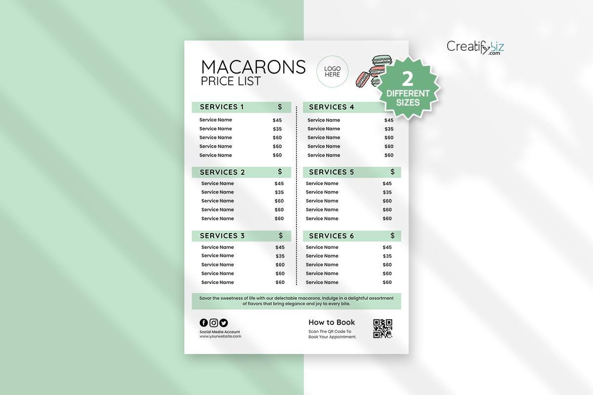 Macarons Price List Template, Minimalist Design (editable Canva) - Etsy