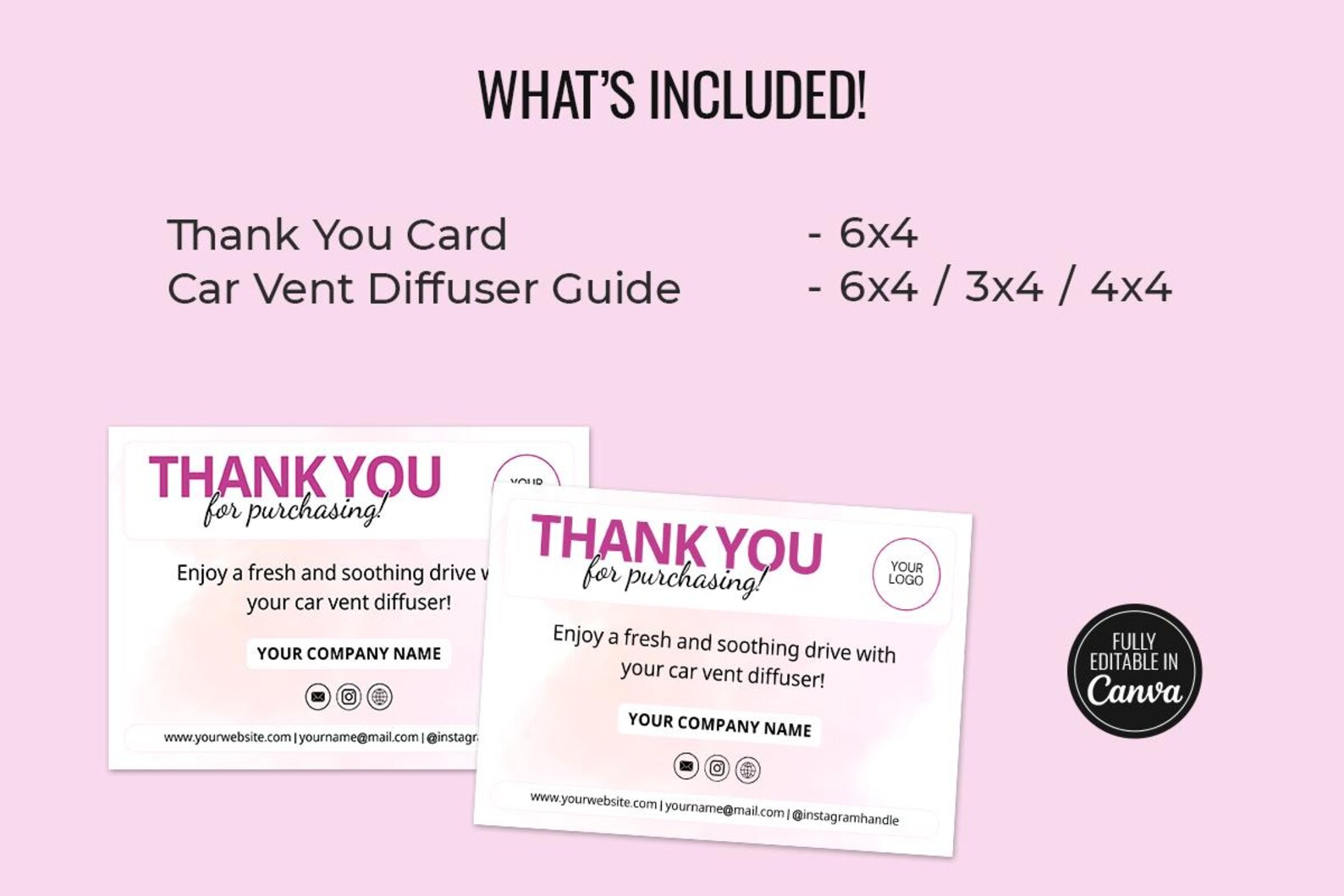 Car Vent Diffuser Guide Template, Essential Oil Care Card (canva) - Etsy