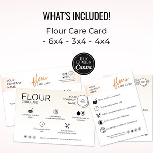 Flour Care Card Template, Editable Canva Templates, Printable Baking ...