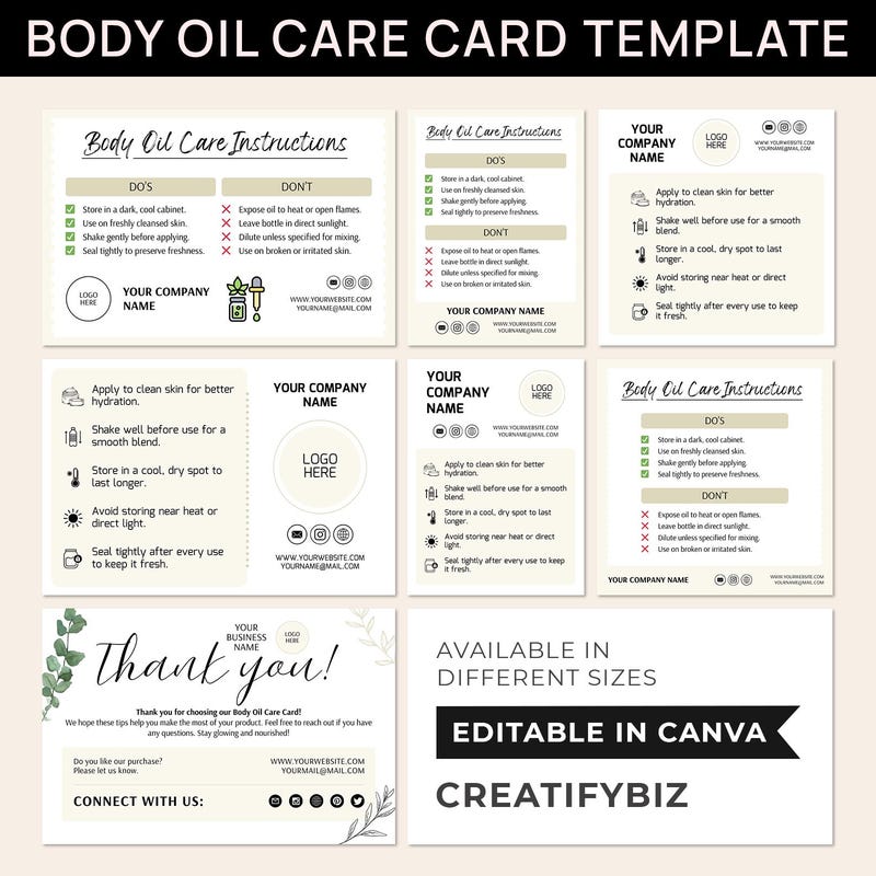 Product Card for Body Oil - Etsy