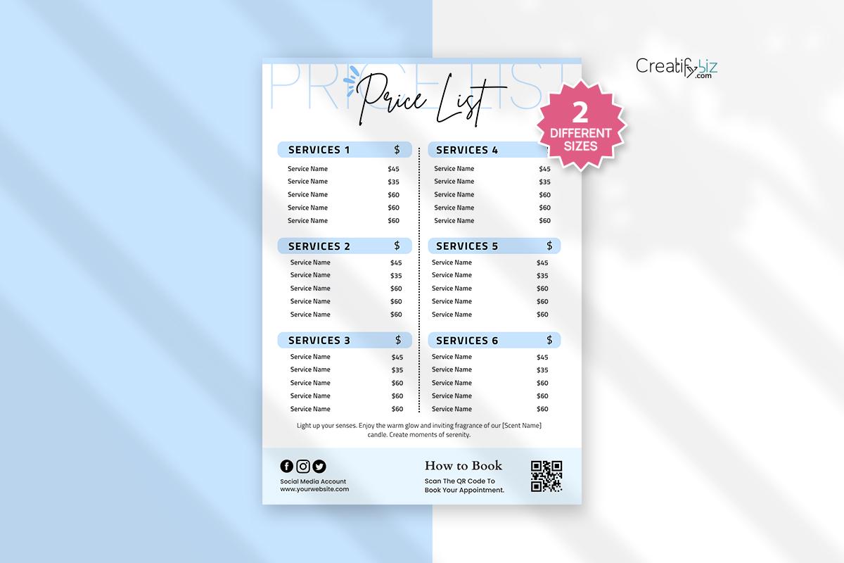 Editable Beauty Salon Price List Template, Printable Canva Design - Etsy