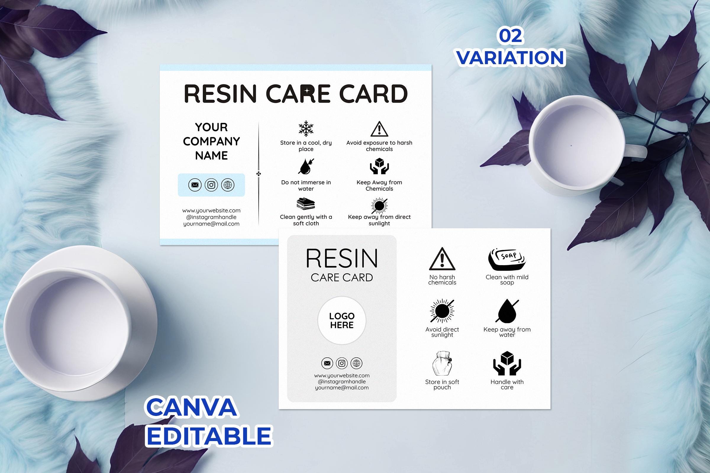 Resin Care Card, Editable Canva Templates, Printable Resin Jewelry Care ...