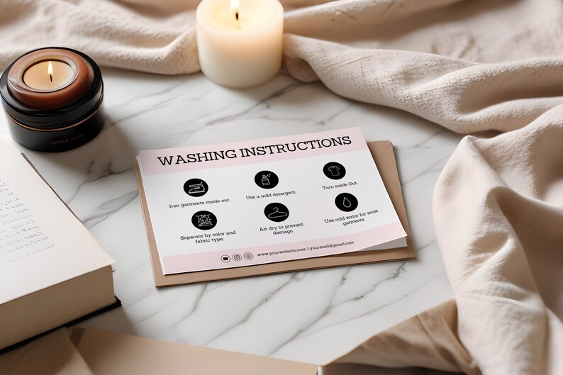 Editable Washing Instructions Care Card Printable Garment Care ...