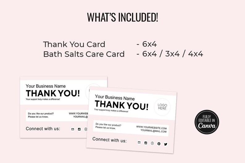Bath Salts Care Card Template, Minimalist Thank You Card (canva ...