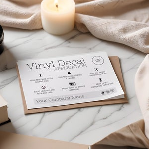 Vinyl Decal Application Card, Printable Vinyl Decal Care Card Instructions, Small Business ...