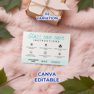 Glass Can Care Card, Editable Canva Templates, Printable Glass Can Cup ...