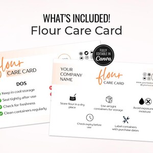 Flour Care Card Template, Editable Canva Templates, Printable Baking ...