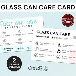 Glass Can Care Card, Editable Canva Templates, Printable Glass Can Cup ...