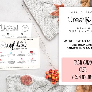 Vinyl Decal Application Card, Printable Vinyl Decal Care Card ...
